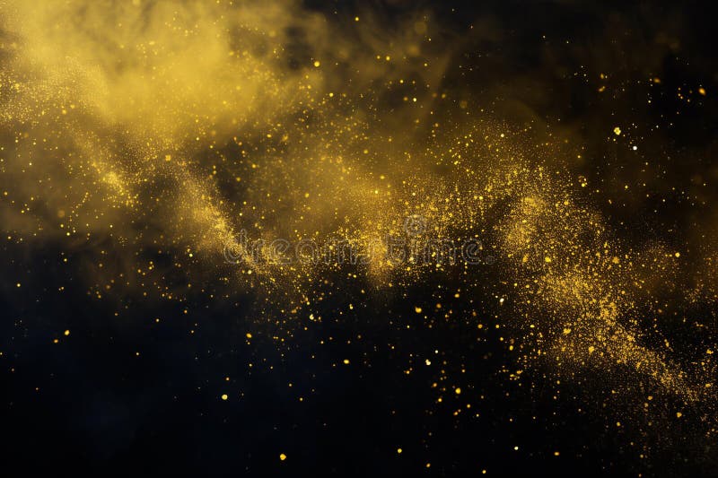 Abstract Gold Powder Explosion on Black Background, Gold Dust Explode ...