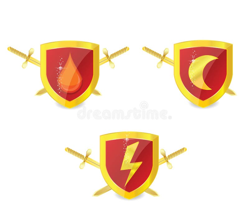 Abstract Gold Power Emblems Set Stock Vector - Illustration of safety ...
