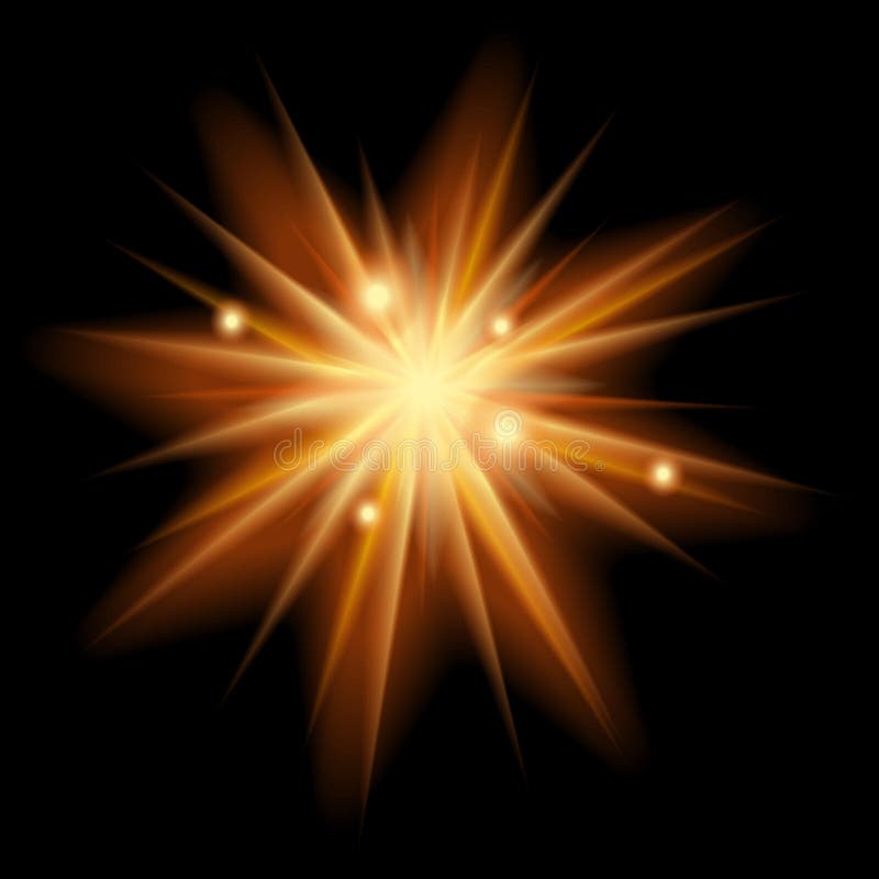 Gold Rays Light Effect on Transparent Background. Stock Vector ...