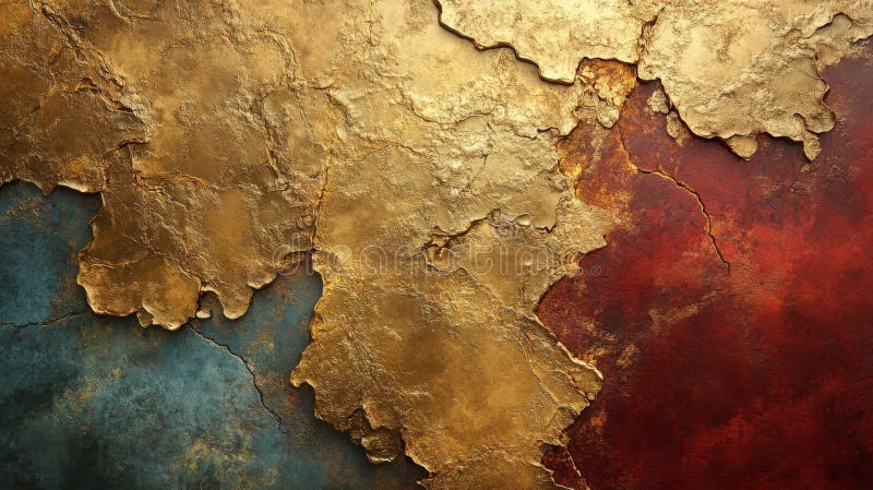 Abstract Gold Red and Blue Textured Art Stock Illustration ...