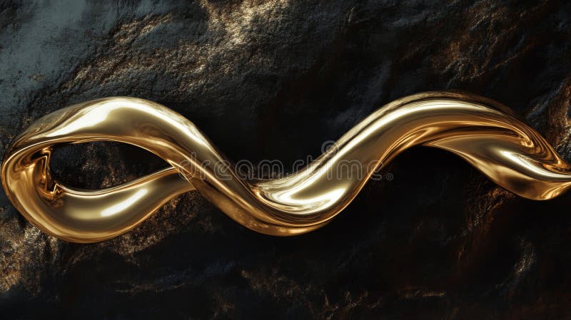 Abstract Gold S-shaped Curve on Dark Background Stock Illustration ...
