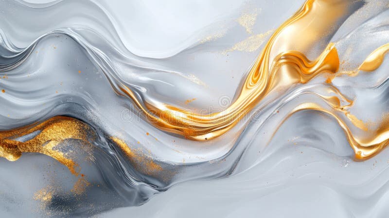 Abstract Gold and Silver Liquid Swirls Design Stock Illustration ...