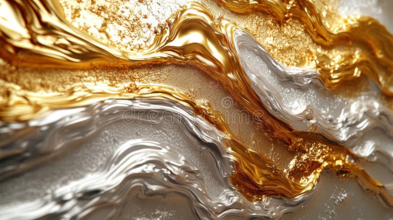 Abstract Gold and Silver Liquid Wave Texture Stock Illustration ...