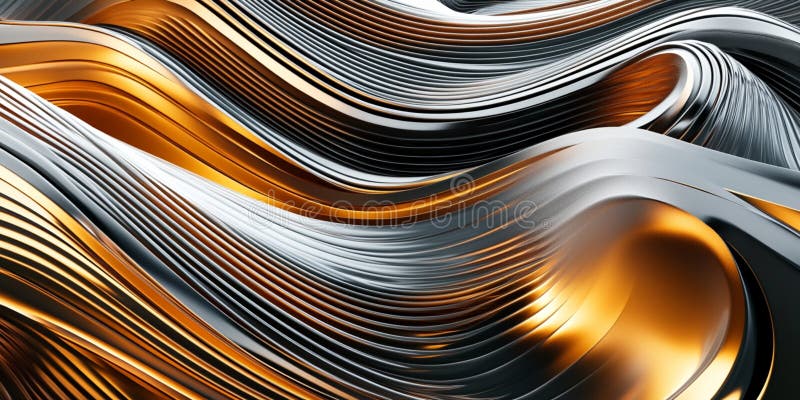 Abstract Gold Silver Metallic Wave Background Design Texture 3D Art ...