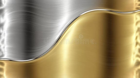 Abstract Gold and Silver Metallic Wave Design Stock Illustration ...