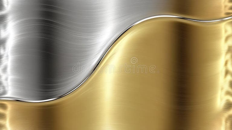 Abstract Gold and Silver Metallic Wave Design Stock Illustration ...