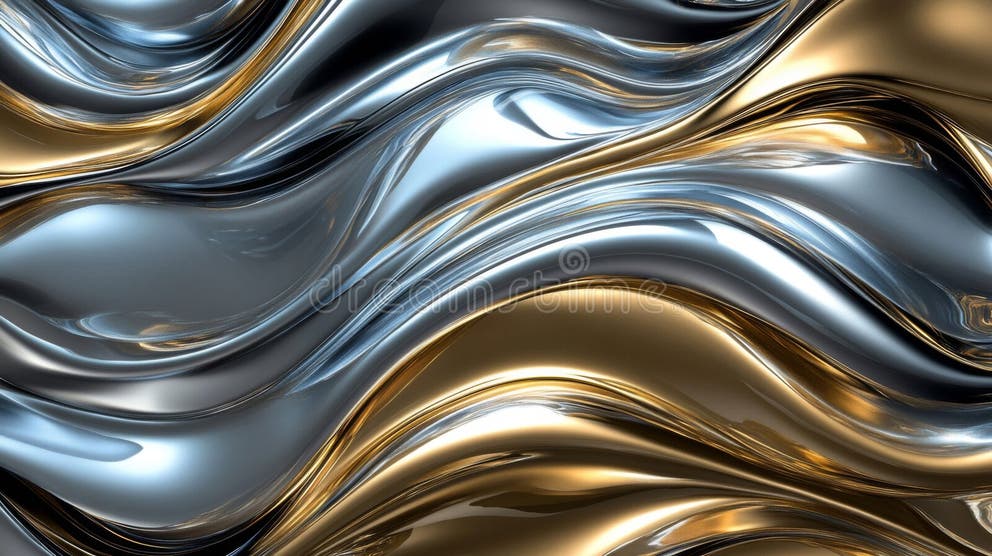 Abstract Gold and Silver Metallic Wave Texture Background Stock ...