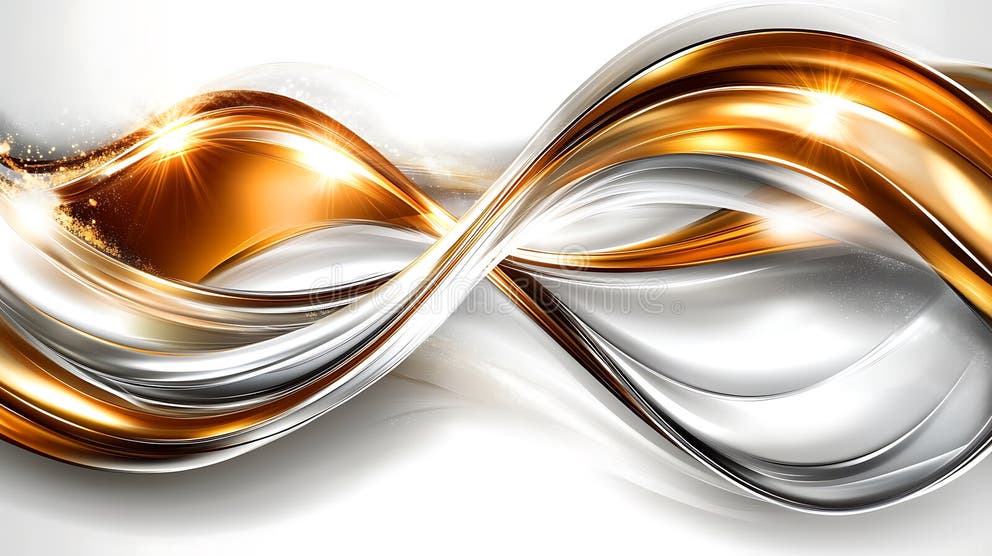 Abstract Gold and Silver Wave Design Stock Illustration - Illustration ...
