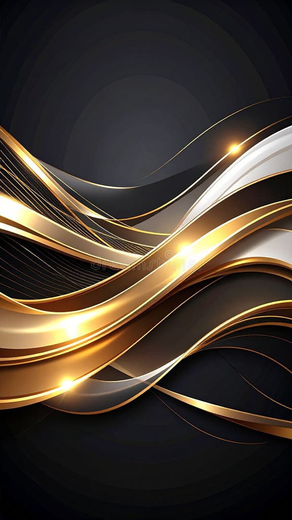 Abstract Gold and Silver Wave Design with Light Effects Stock Image ...