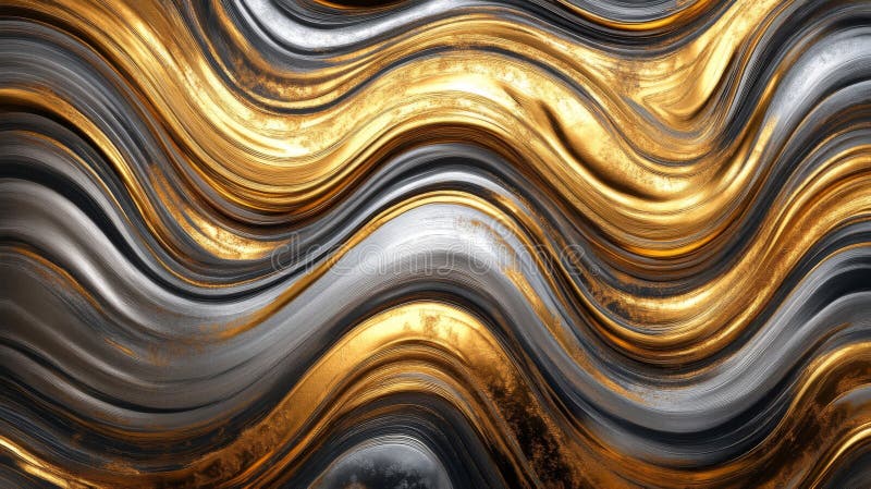 Abstract Gold Silver Wave Painting Texture Design Stock Illustration ...