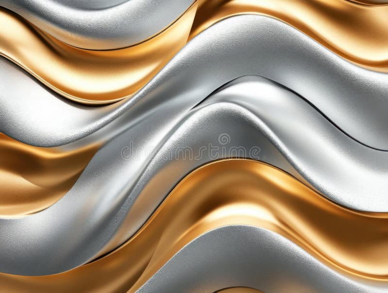 Abstract Gold and Silver Wave Pattern Stock Illustration - Illustration ...