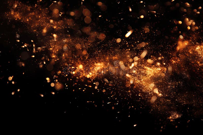Abstract Gold Sparkles on Black Background. Gold Glittering Sparks on ... Abstract Gold Sparkles on Black Background. Gold Glittering Sparks on ...