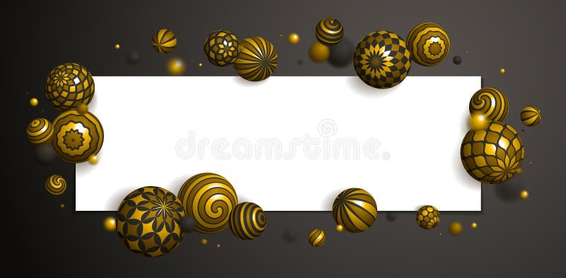 Abstract Gold Spheres Vector Background with Blank Paper Sheet ...