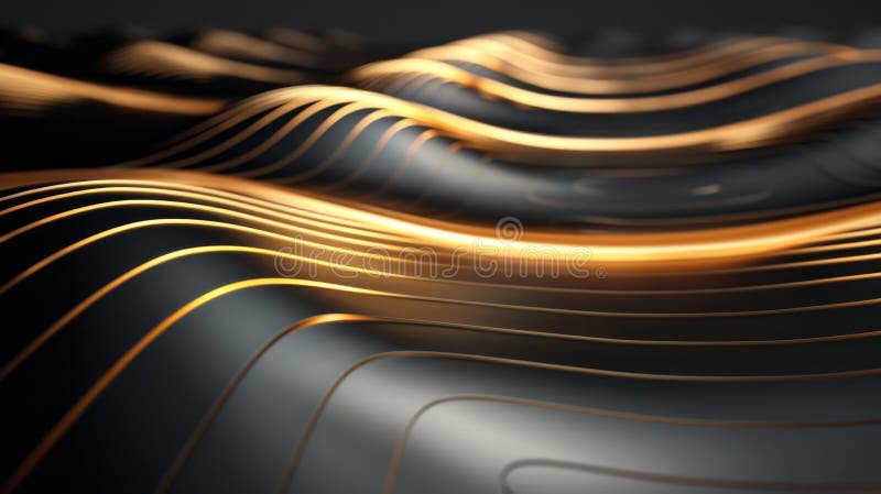 Abstract Gold Strip Lines on Sleek Black Surface, Creating Rhythm and ...