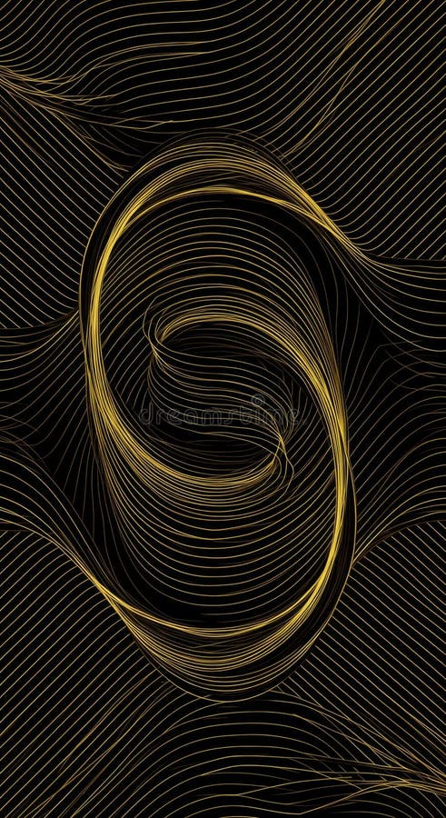 Abstract Gold Swirl Pattern on Black Background Stock Illustration ...