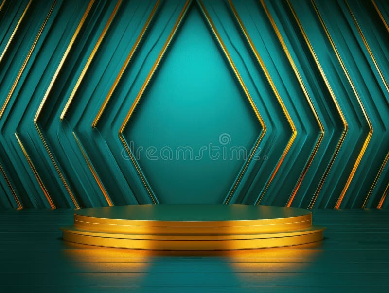 Abstract Gold and Teal Geometric Platform Background. Stock ...