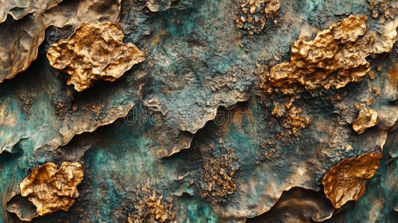 Abstract Gold and Teal Metallic Texture Background Stock Illustration ...