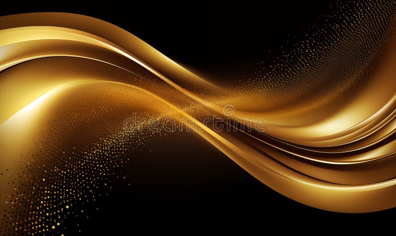 Abstract Gold Wave on Black Background. Stock Illustration ...