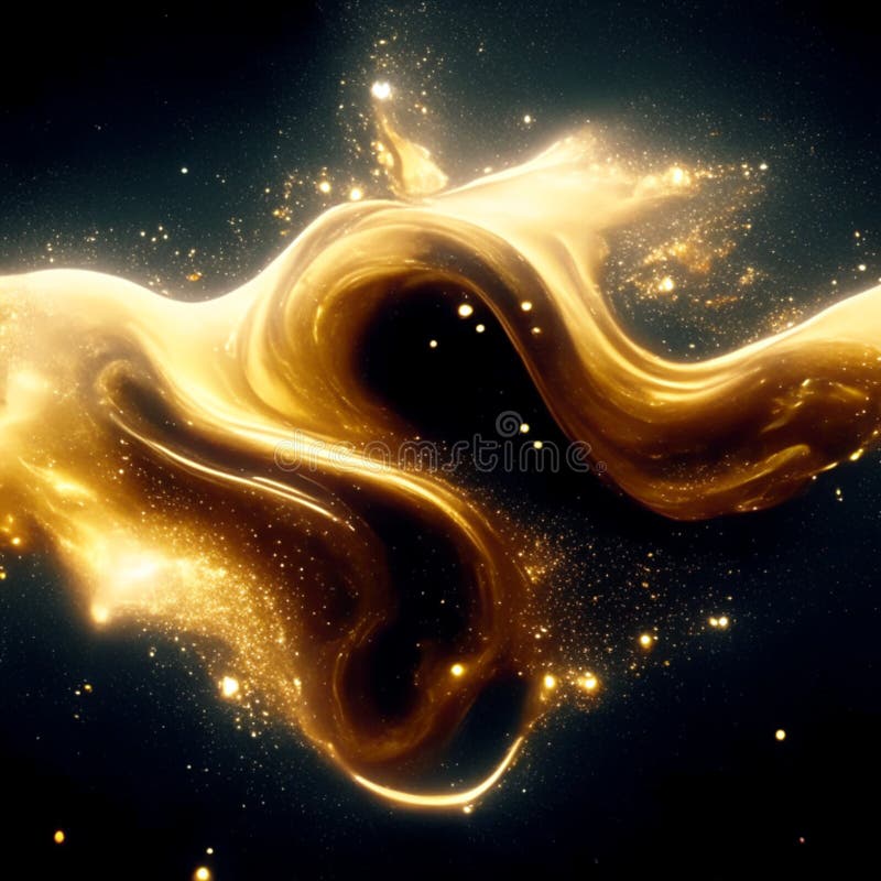 Abstract Gold Wave on Black Background. 3d Rendering, 3d Illustration ... Abstract Gold Wave on Black Background. 3d Rendering, 3d Illustration ...