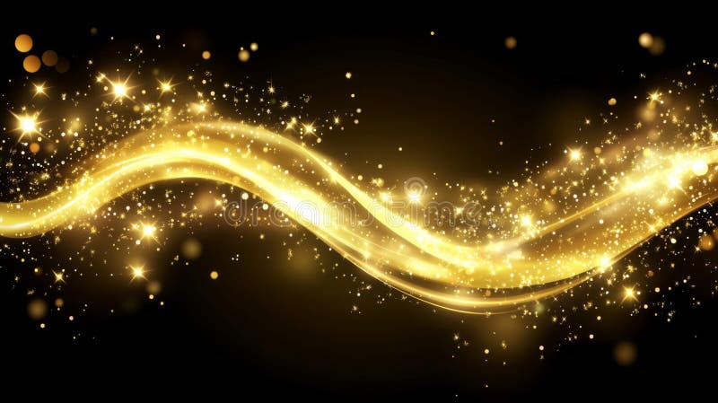 Abstract Gold Wave with Glitter Sparkle Background Stock Illustration ...
