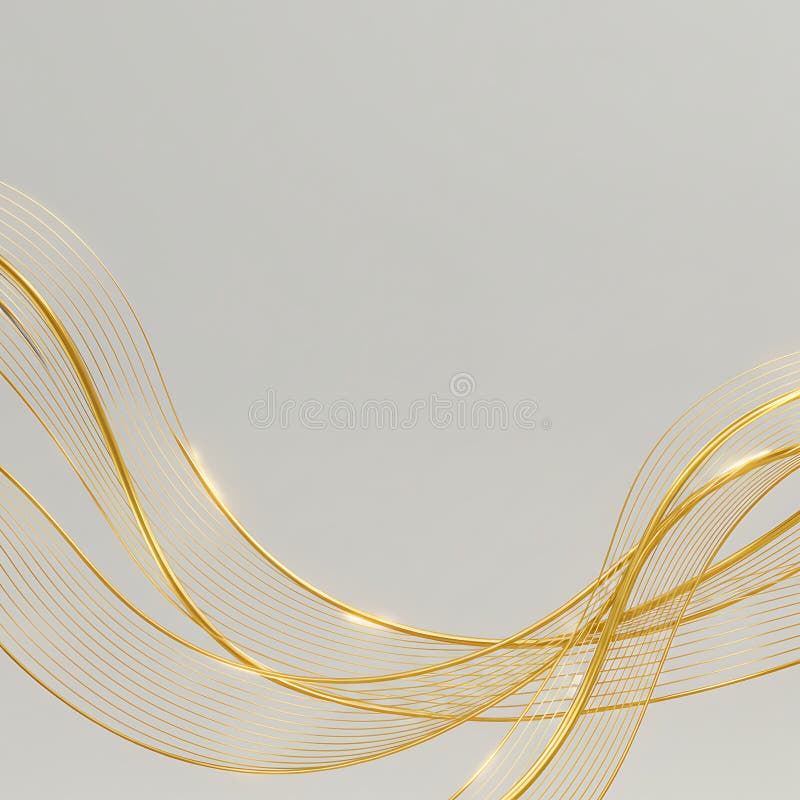 Abstract Gold Wave Lines on a Light Gray Background Stock Illustration ...