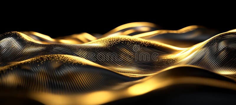 Abstract Gold Waves, Festive Background, Dynamic Motion, Golden Sparkle ...