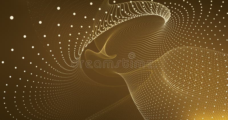 Abstract Gold Waves Particle Background. Big Data Surfing the Cloud ...