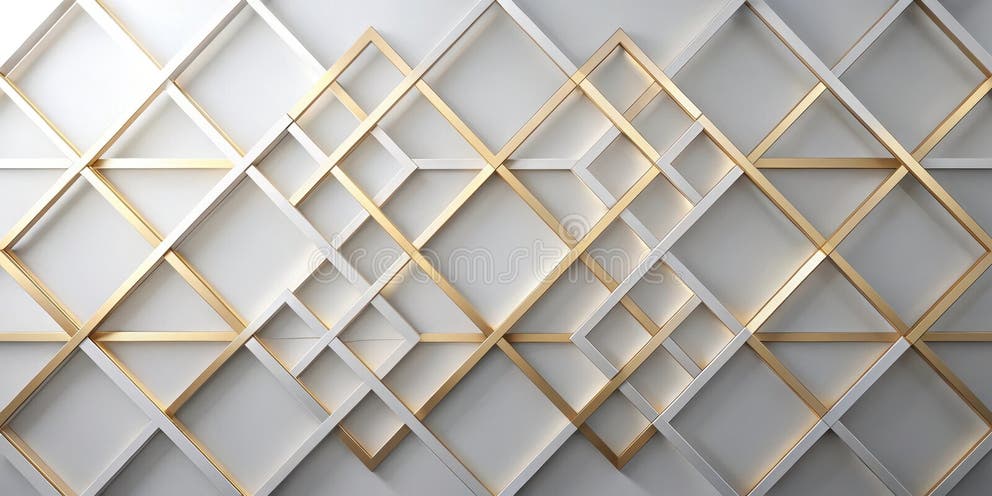 Abstract Gold and White Geometric Wall Panel Design. Generative AI ...