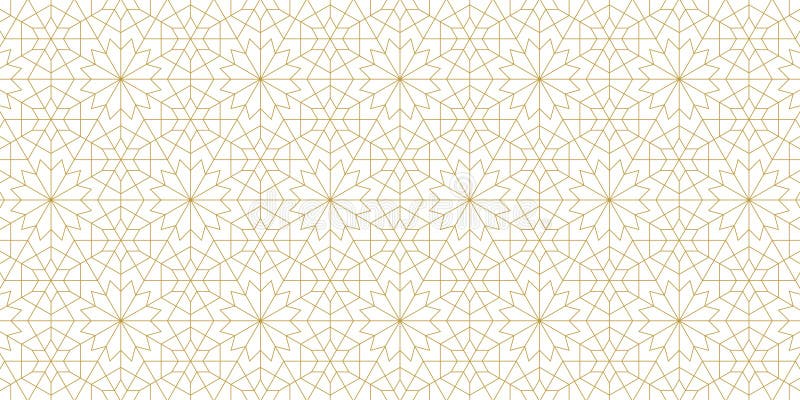 Abstract Gold White Line. Geometric Star Shaped Background. Traditional ...