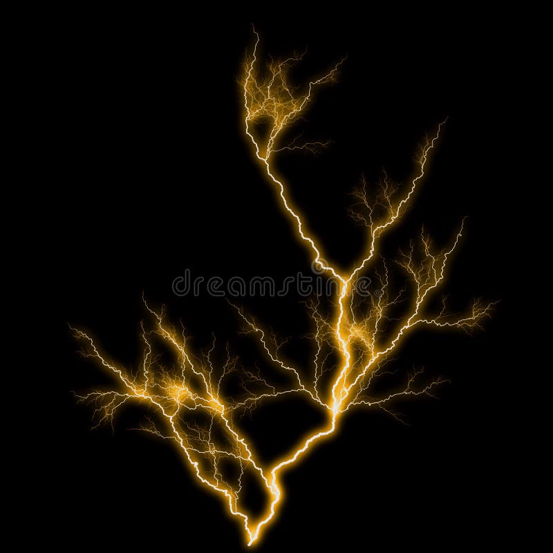 Abstract Gold Yellow Lighting Natural Thunder Realistic Magic Overlay ...