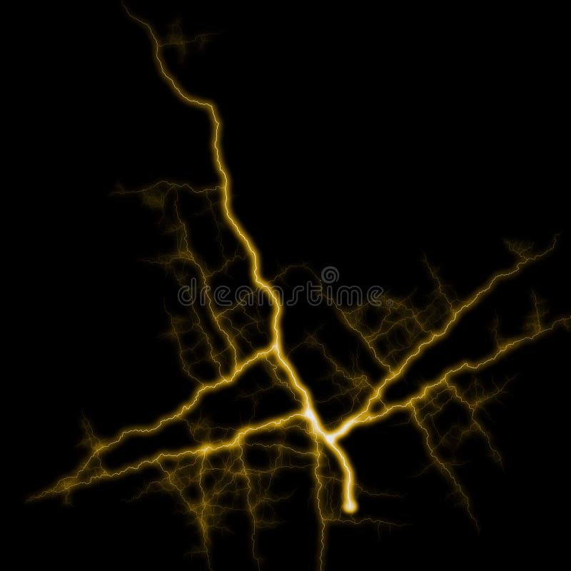 Abstract Gold Yellow Lighting Natural Thunder Realistic Magic Overlay ...