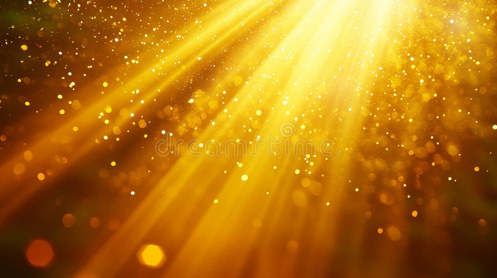 Abstract Golden Background with Bright Exploding Sunshine Rays Bokeh ...