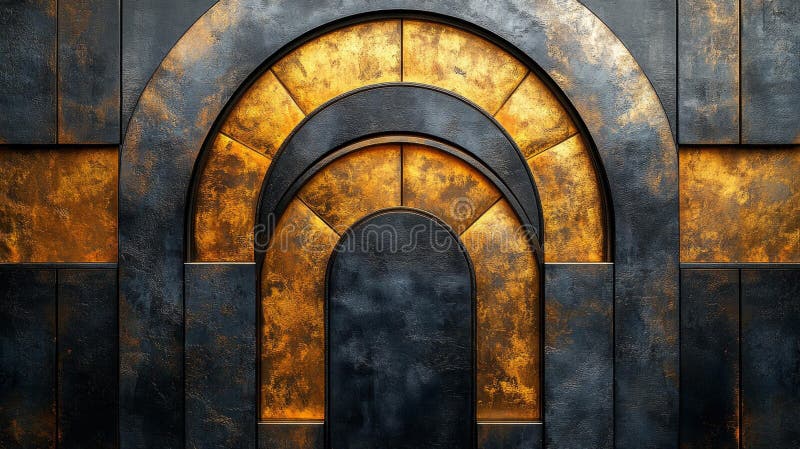 Abstract Golden and Black Arch Design - Generative Ai Stock ...