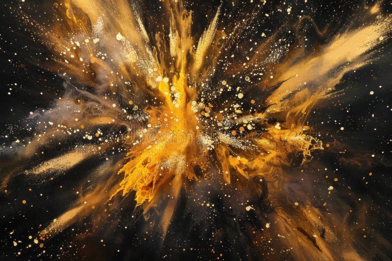 Abstract Gold and Black Background Resembling Exploding Supernova with ...