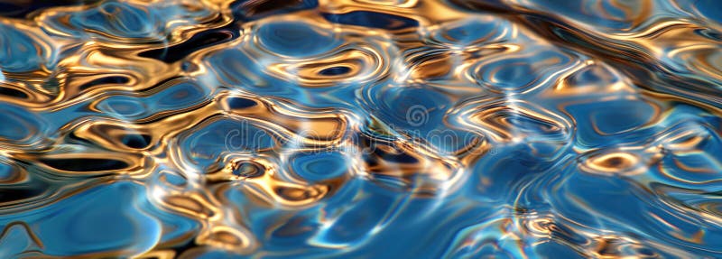 Abstract Golden and Blue Liquid Texture Stock Illustration ...