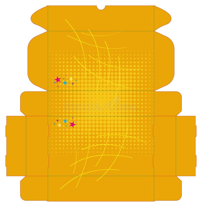 Abstract Golden Box Packaging Design with Dotted Pattern and Colorful ...