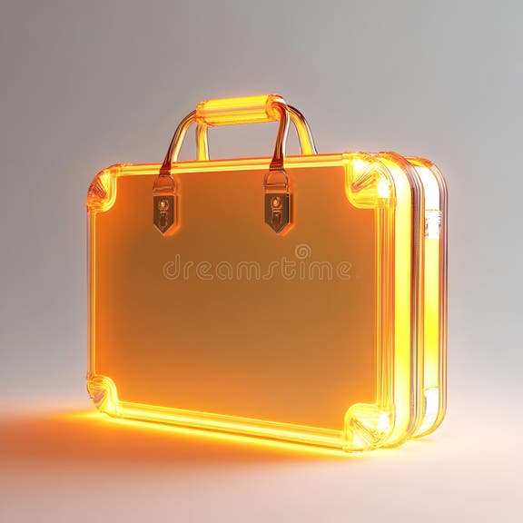 Abstract Golden Briefcase Glowing with Translucent Panels on Plain ...