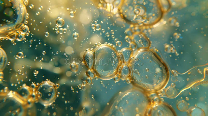 Abstract Golden Bubbles Macro: Liquid Gold, Science Texture Background ...