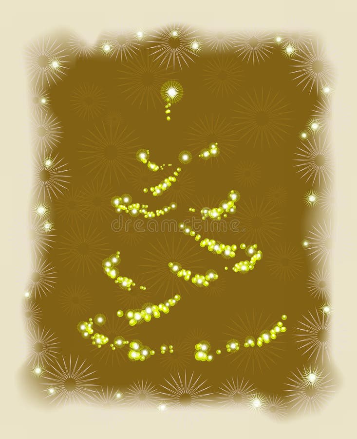 Abstract Golden Christmas Tree in Frame. EPS10 Illustration Stock ...