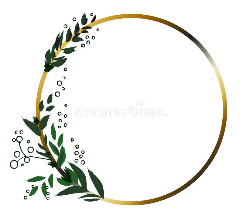 Abstract Golden Circle with Leaves Knitted Around Left Side Stock ...