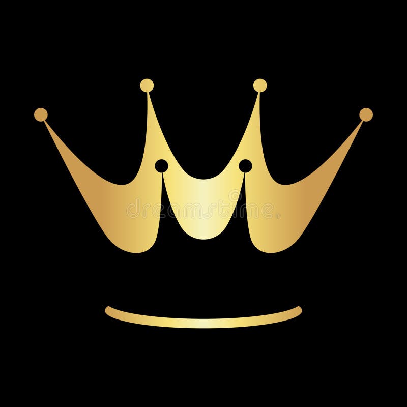 Abstract Golden Crown Symbol On Black Backdrop Stock Vector