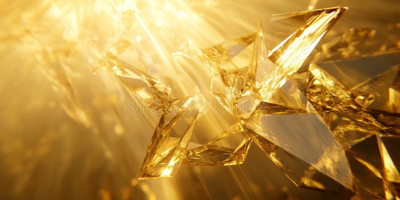 Abstract Golden Crystal Shards with Radiant Light Reflections Stock ...