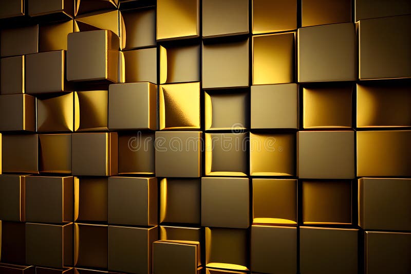 Abstract Golden Cubes Background. Stock Illustration - Illustration of ...