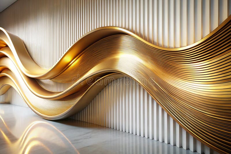 Golden Curves with White Painted Wall Stock Illustration - Illustration ...