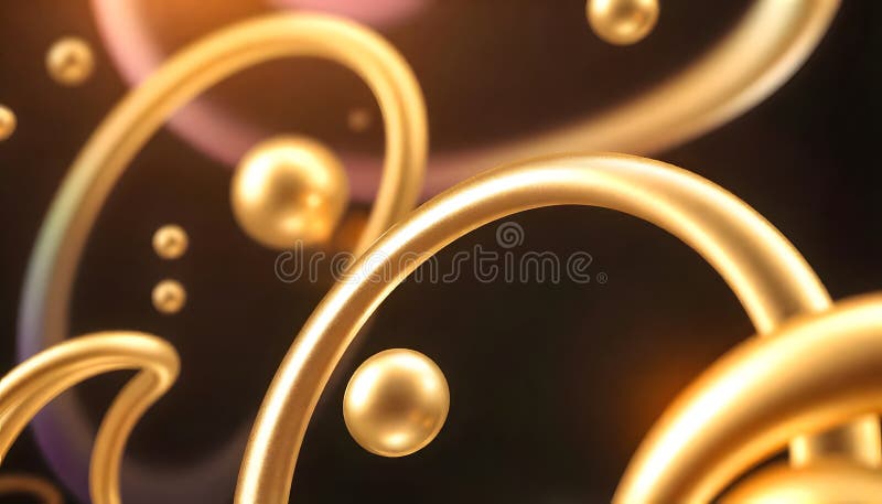 Abstract Golden Curves and Spheres: a 3D Render of Elegant, Luxurious ...