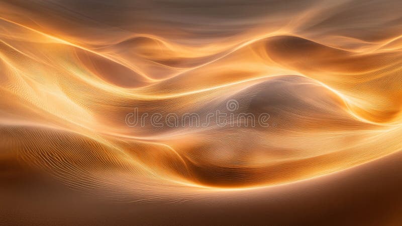 Abstract Golden Desert Dunes with Light Streaks Stock Illustration ...