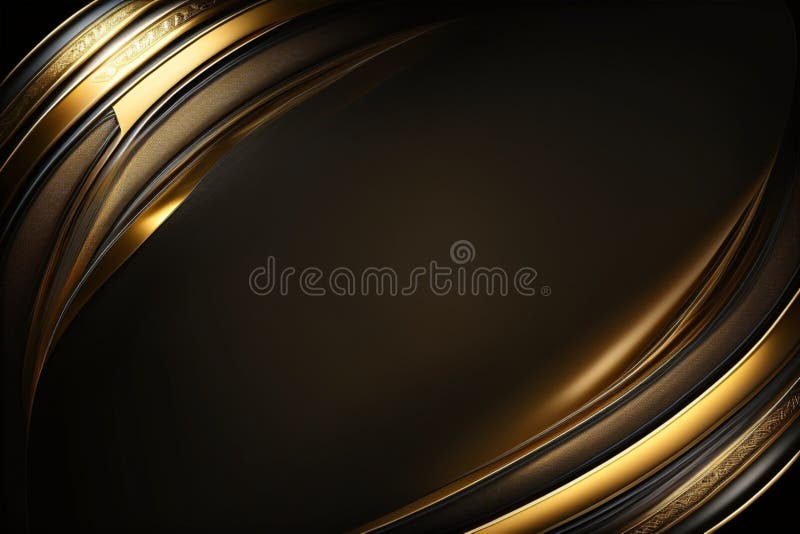 Abstract Golden Design on Black Canvas. Beautiful Modern Art Form ...