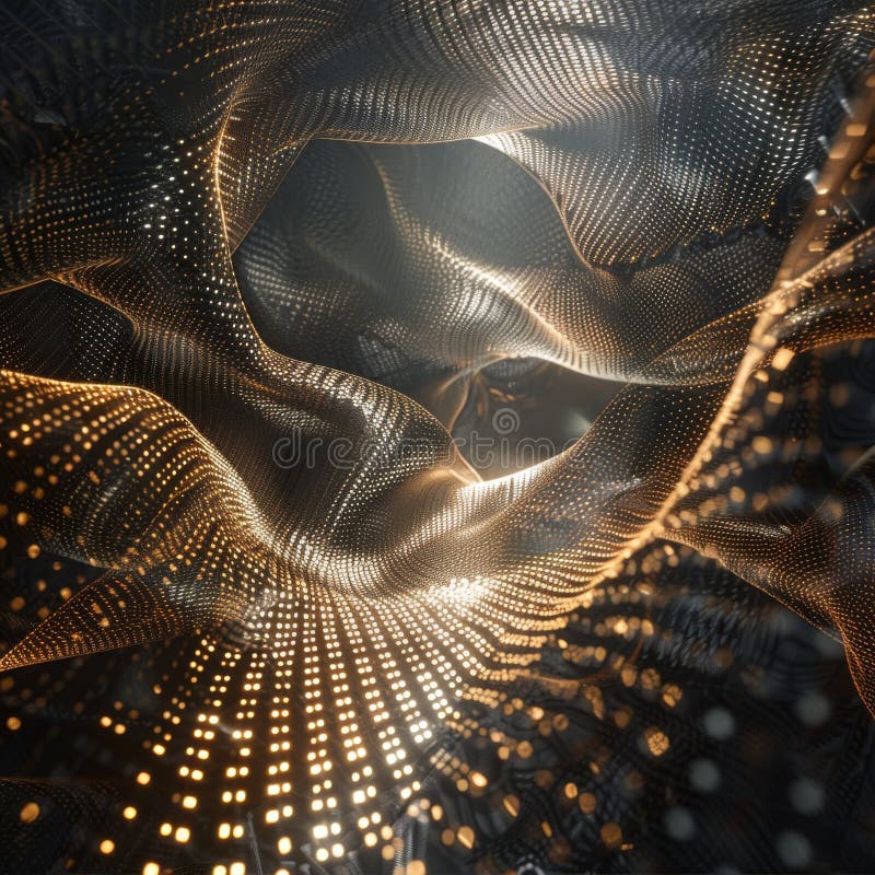 Abstract Golden Digital Waveform Stock Photo - Image of technology ...