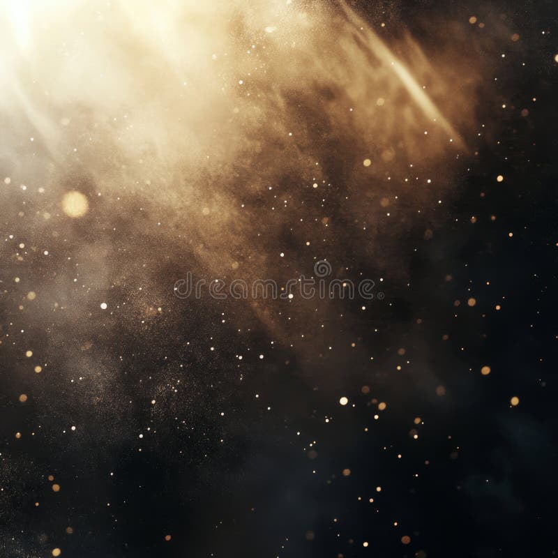 Abstract Golden Dust and Light Rays on Black Background Stock ...