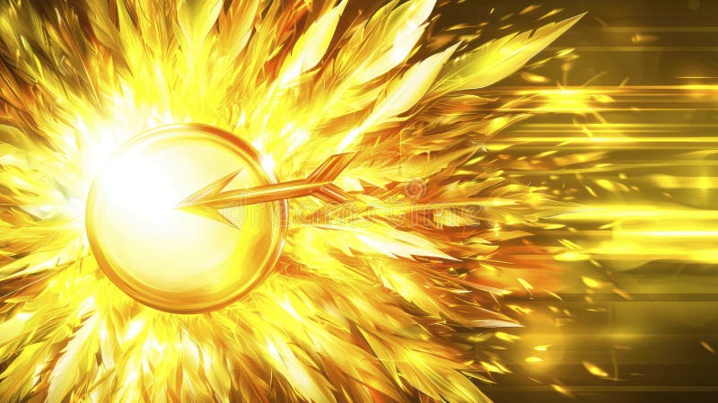 Abstract Golden Energy Burst with Arrow and Circular Element Stock ...